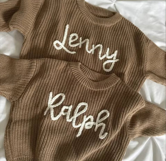 Personalized Name Newborn Baby & Kids Embroidered Knit Sweaters – Hippo ...